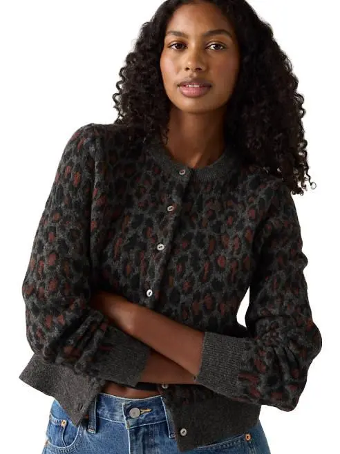 LEVI'S Tara Wooly Cardigan - Charcoal Leopard