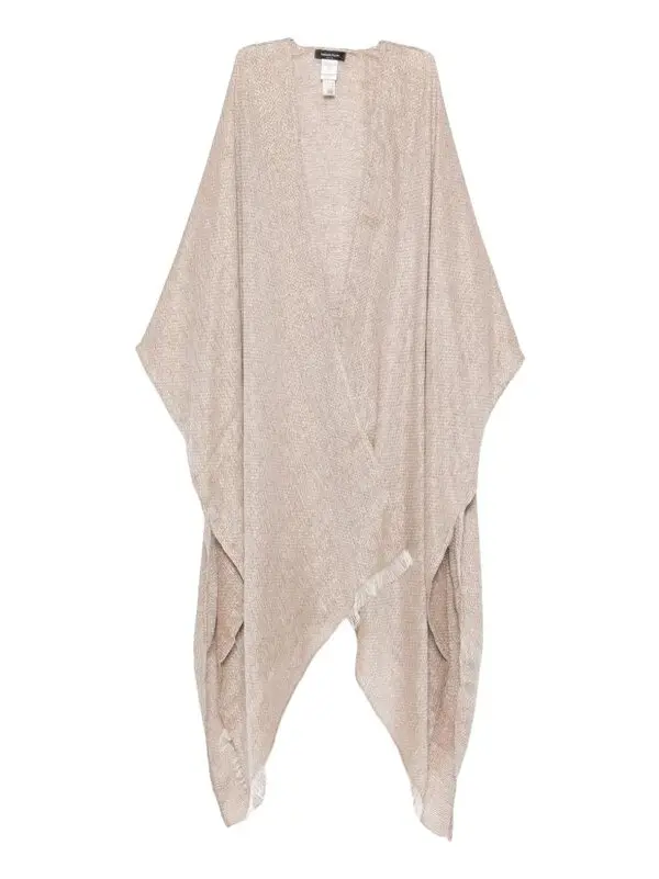 Fabiana Filippi Linen Poncho With Fringed Hem - Brown
