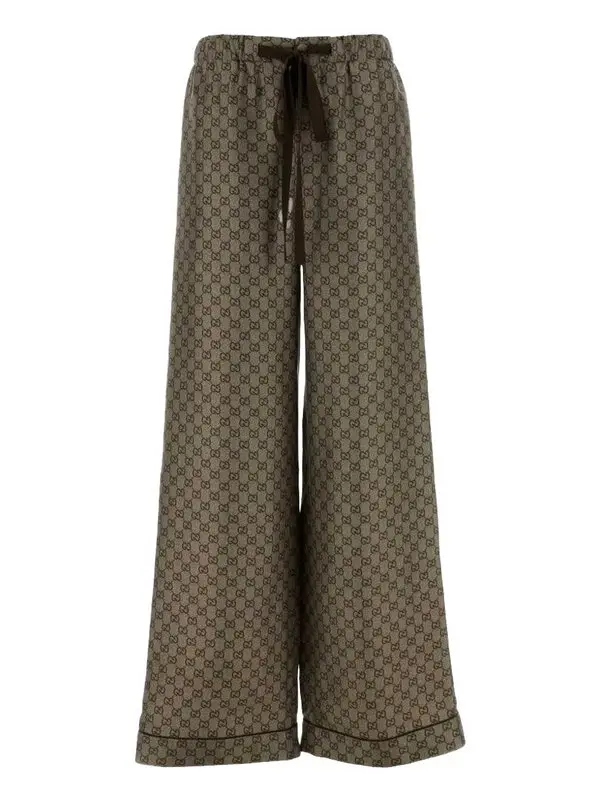 Gucci Gg Silk Trousers - Brown