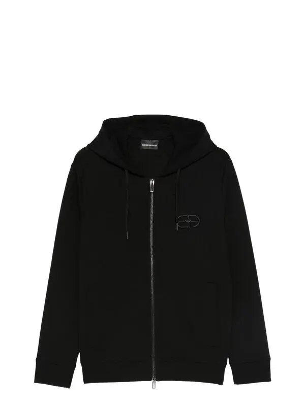 Emporio Armani Cotton Hoodie With Logo - Black