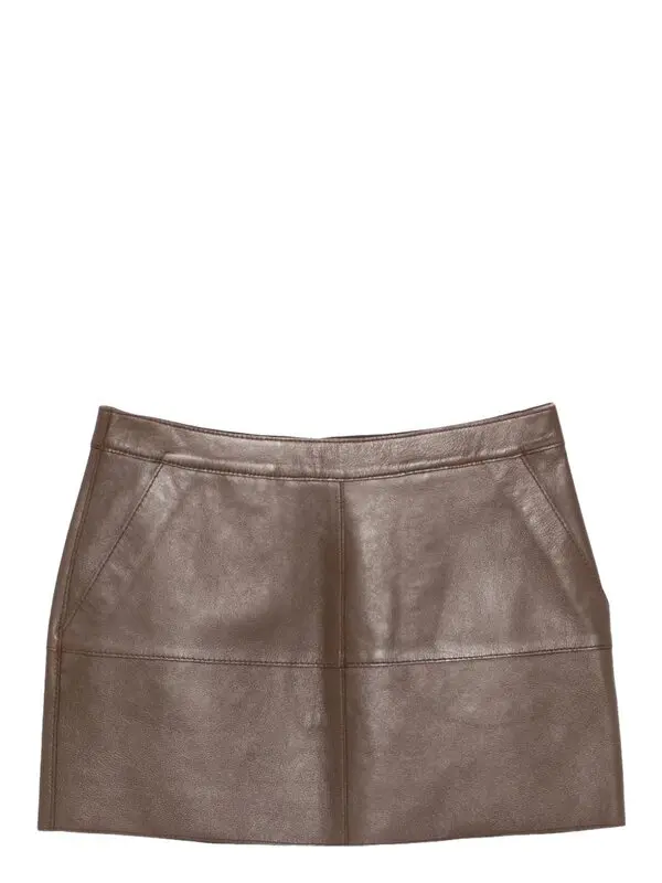 PAROSH Leather Mini Skirt - Brown
