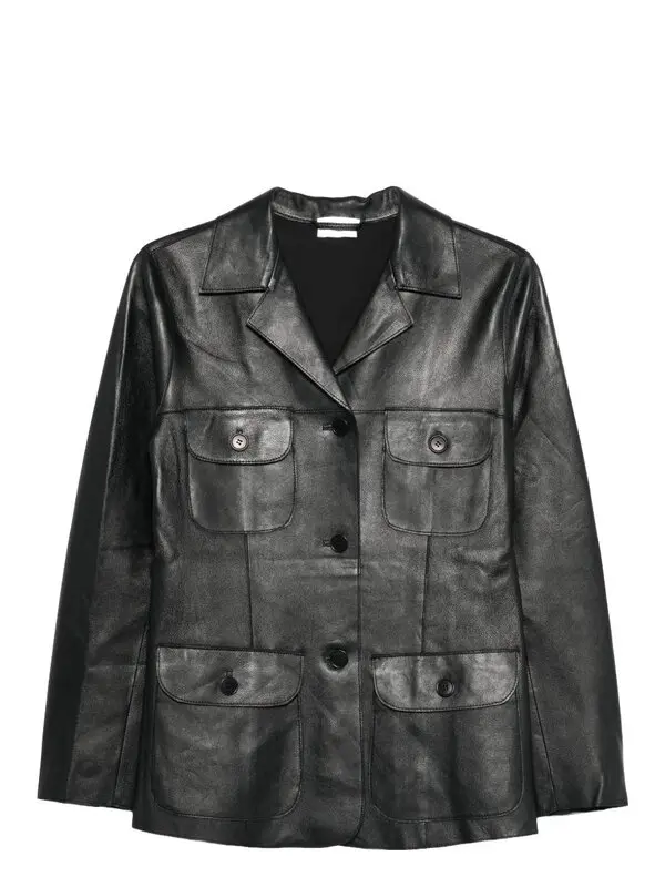 PAROSH Leather Jacket - Blue