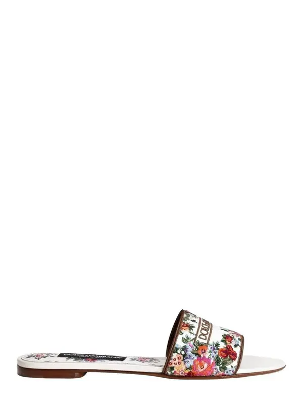 Dolce & Gabbana Embroidered Flat Sandals - Pink