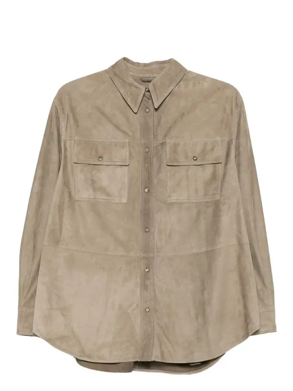 Brunello Cucinelli Leather Shirt - Green