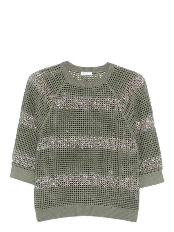 Brunello Cucinelli Cotton Crewneck Sweater - Green