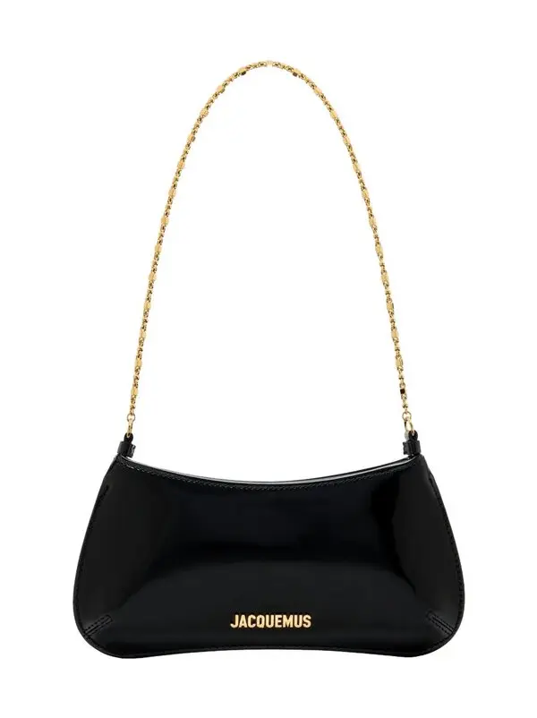 Jacquemus Le Petit Bisou Chaine Leather Shoulder Bag - Black