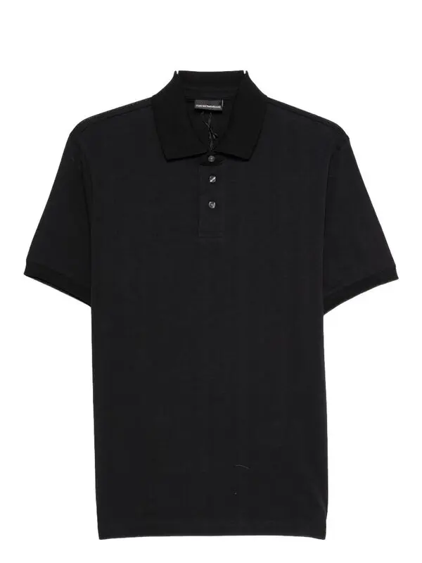 Emporio Armani Logo Cotton Polo Shirt - Blue