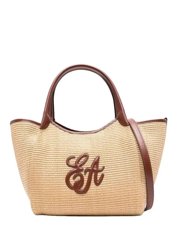 Emporio Armani Straw Medium Tote Bag - Brown