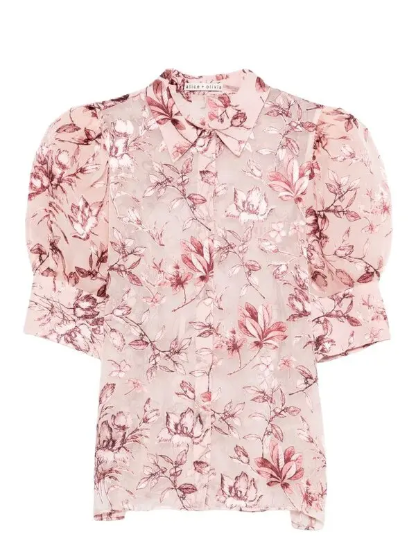 Alice + Olivia Printed Scrunched Blouse - Pink