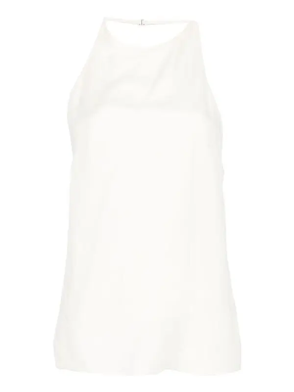 ALYSI Twill Silk Halterneck Top - White