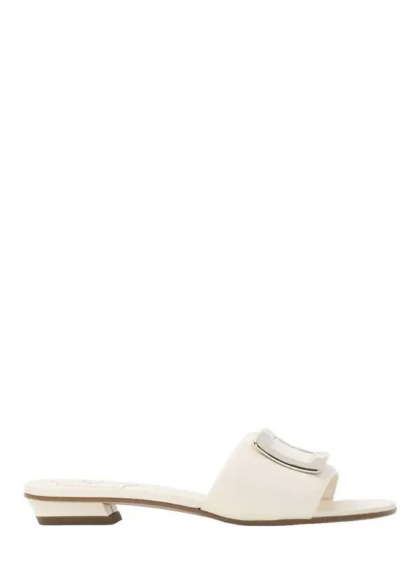 ROGER VIVIER Leather Flat Sandals - White