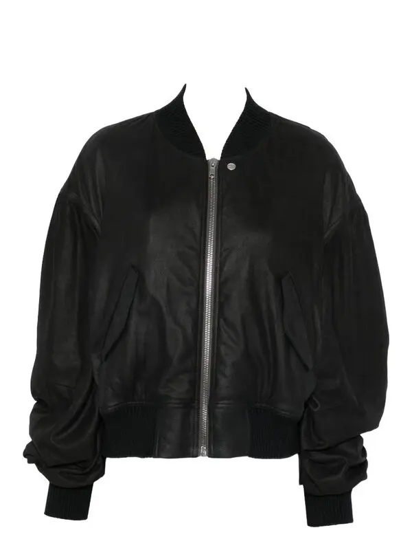 Rick Owens Leather Padded Bomber Jacket - Black