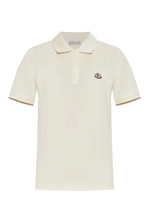 Moncler Logo Cotton Polo Shirt - White