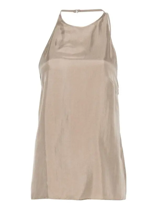 ALYSI Twill Silk Top - Grey