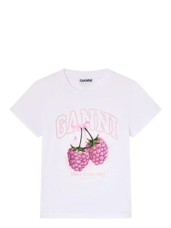 GANNI Cotton T-shirt - White