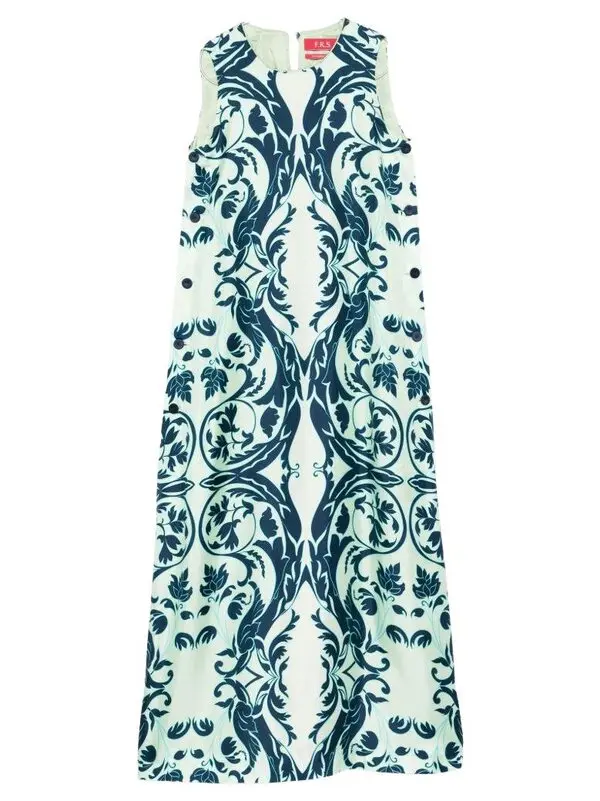 F.R.S FOR RESTLESS SLEEPERS Printed Silk Maxi Dress - Blue
