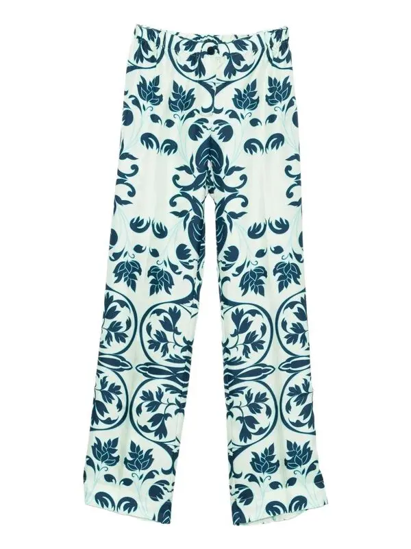 F.R.S FOR RESTLESS SLEEPERS Printed Silk Trousers - Blue