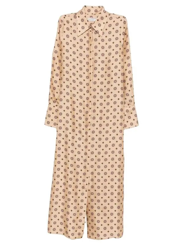 Alberto Biani Silk Chemisier Dress - Beige
