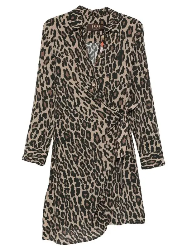 BAZAR DE LUXE Leopard Print Midi Dress - Brown
