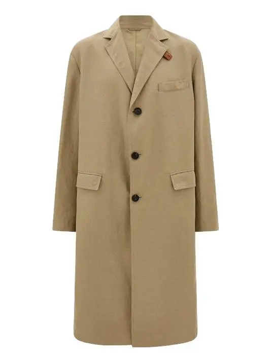 FERRAGAMO Linen-blend Overcoat - Natural