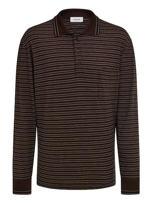 FERRAGAMO Long Sleeve Striped Polo Shirt - Stripe