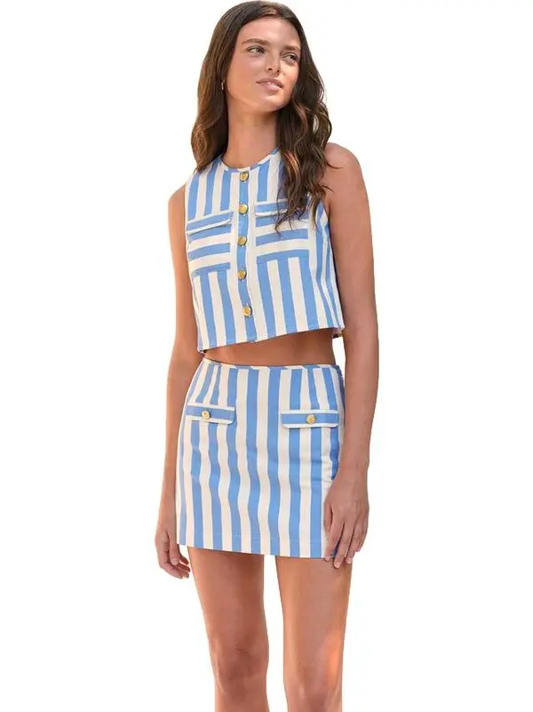 Saylor Striped Tank And Mini Skirt Set - Stripe