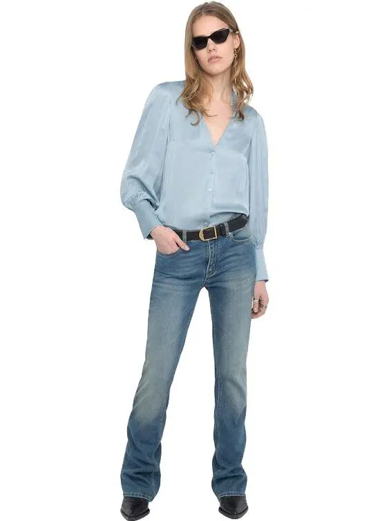 Zadig&Voltaire Tinous Satin Shirt - Blue / Denim