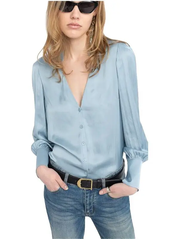 Zadig&Voltaire Tinous Satin Shirt - Blue / Denim