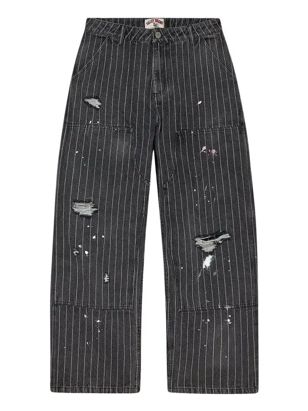 VALE FOREVER Tuxedo Painters Pinstripe Pants - Black