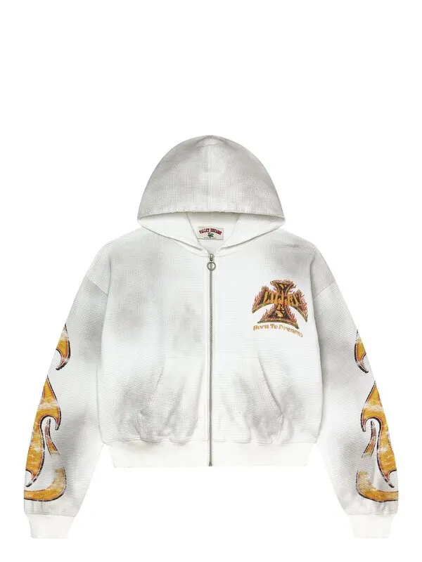 VALE FOREVER Reborn Waffle Zip Up - White