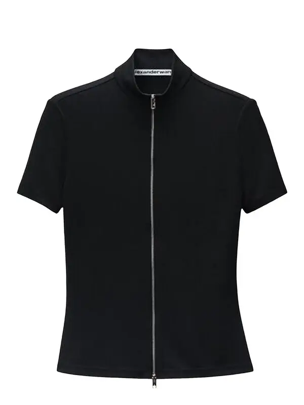 Alexander Wang Mock Neck Short-sleeve Top - Black