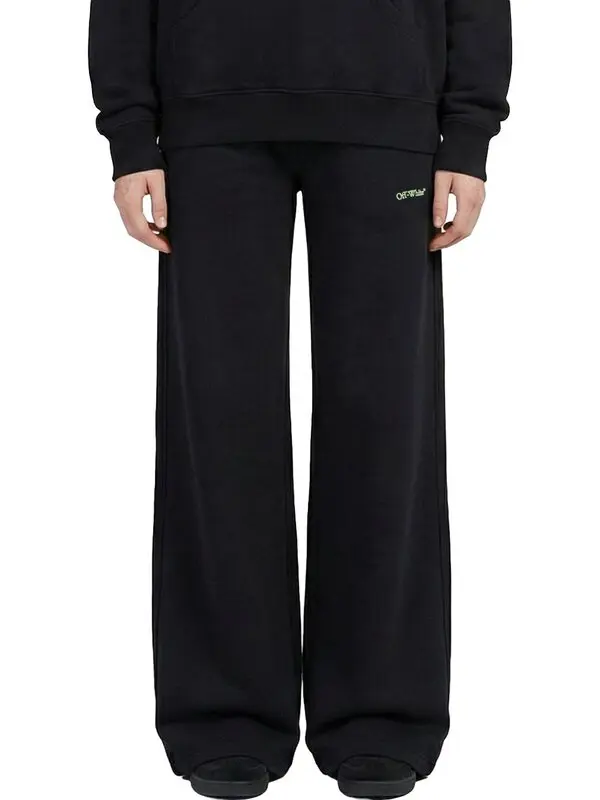 Off-White Cotton Wide Leg Jogging Trousers - Black