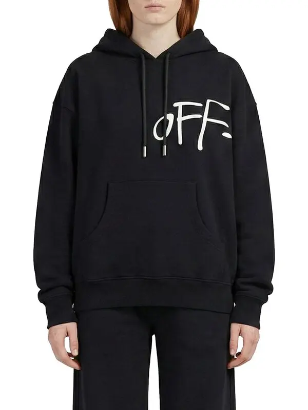 Off-White Cotton Hoodie With Logo - Black