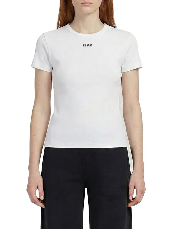 Off-White Cotton T-shirt With Logo Detail - White