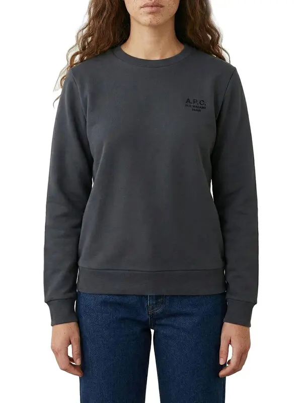 A.p.c. Cotton Crewneck Sweatshirt With Logo - Black