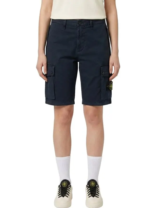 Stone Island Stretch Cotton Cargo Shorts - Blue