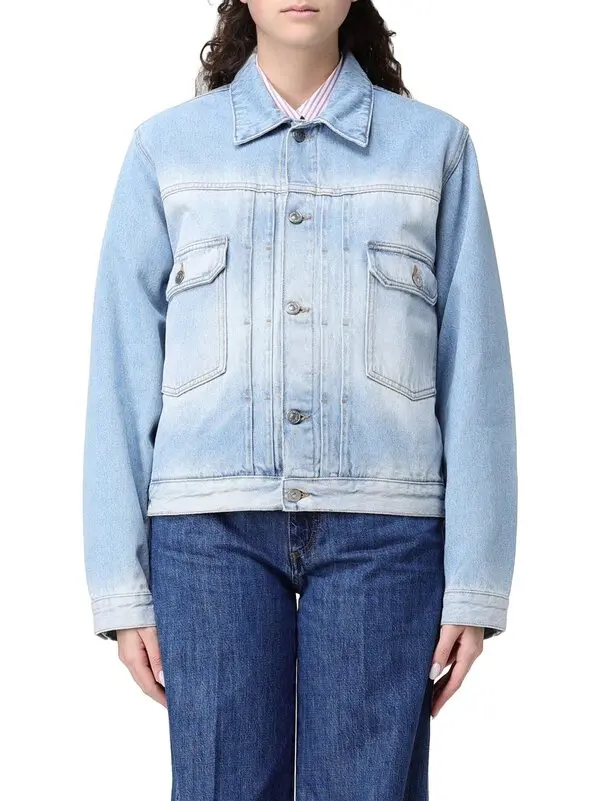 Victoria Beckham Bleached Denim Jacket - Blue