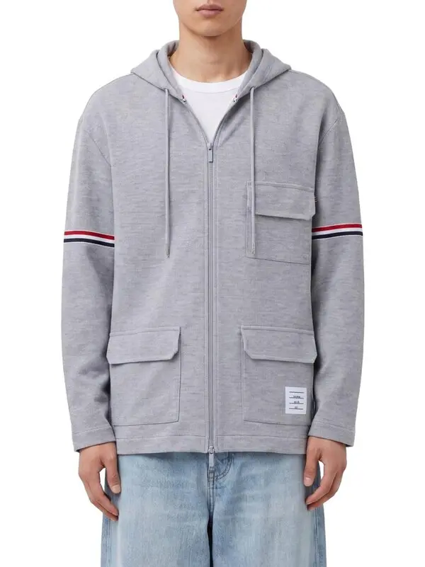 Thom Browne Zip-up Hooded Jacket - Grey