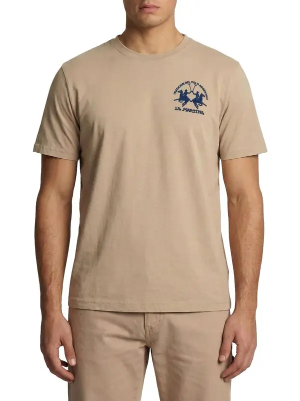 LA MARTINA Cotton T-shirt With Logo - Beige