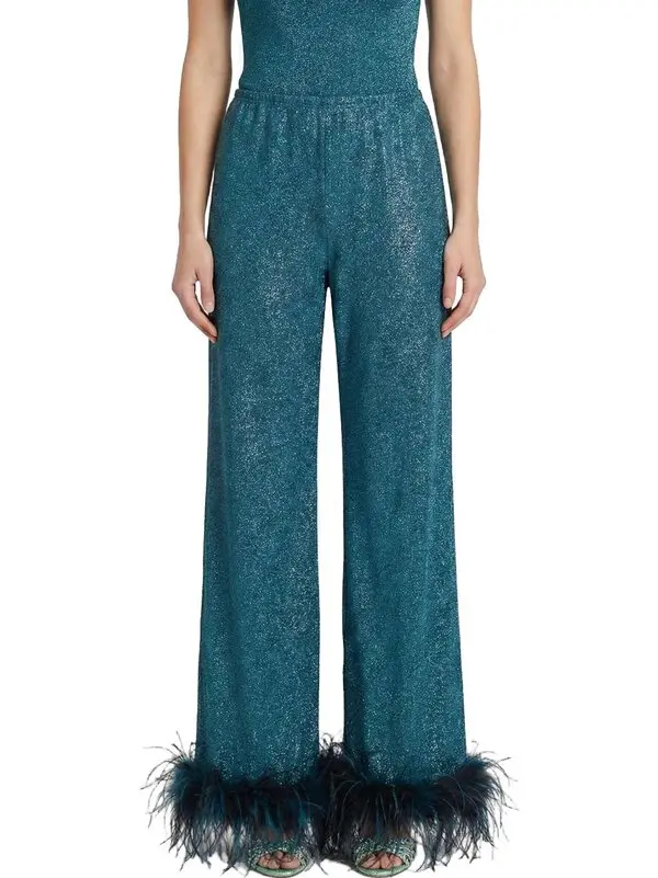 Oseree Wide Leg Pants - Peacock