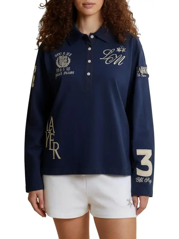 LA MARTINA Long Sleeve Polo Shirt - Navy