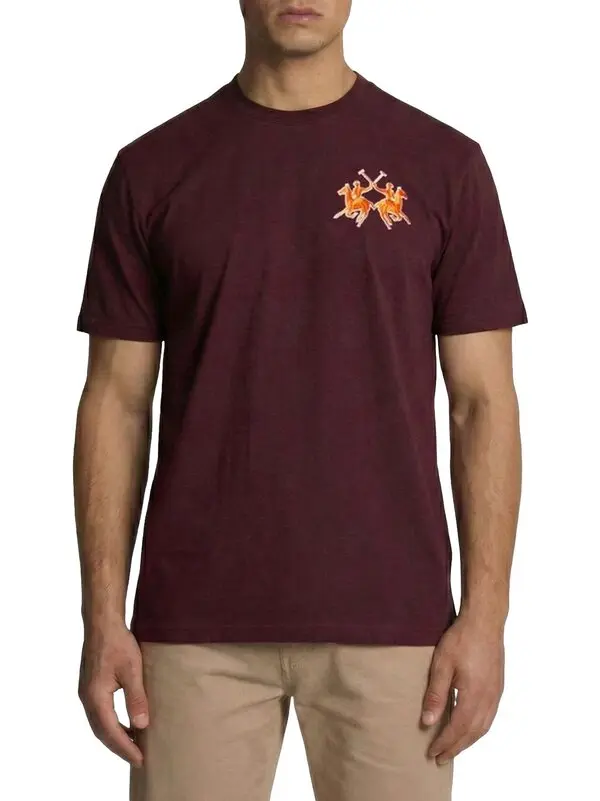 LA MARTINA Cotton T-shirt With Logo - Burgundy