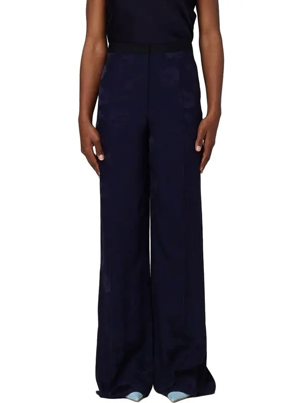 FORTE_FORTE Viscose Blend Palazzo Trousers With Floral Pattern - Blue