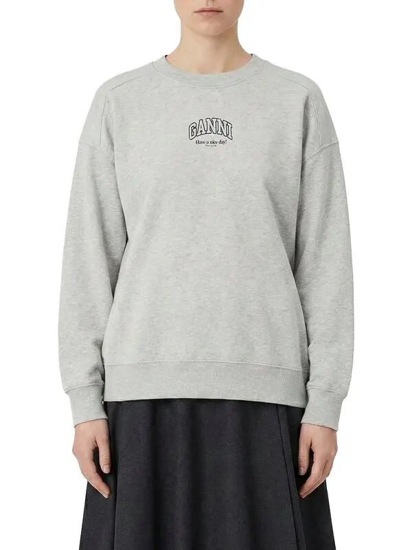 GANNI Relaxed Fit Cotton Jumper - Grey