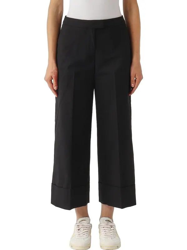 PT TORINO Cotton Twill Cropped Trousers - Black