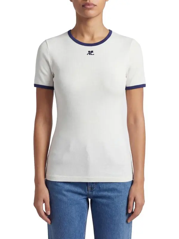 COURREGES Cotton T-shirt With Mini Logo - White 1