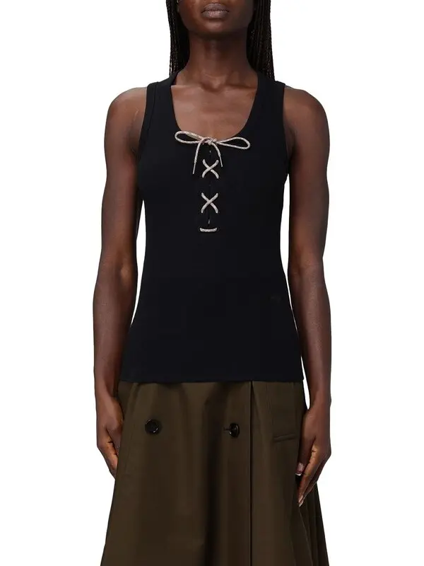 Burberry Stretch Cotton Lace-up Tank Top - Black