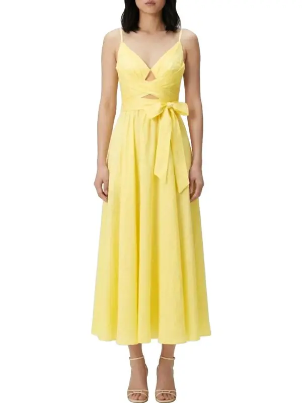 Zimmermann Spaghetti Strap Midi Dress - Yellow