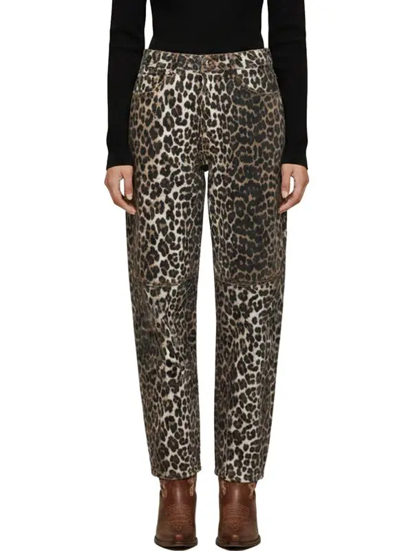 GANNI Animal Print Jeans - Milk