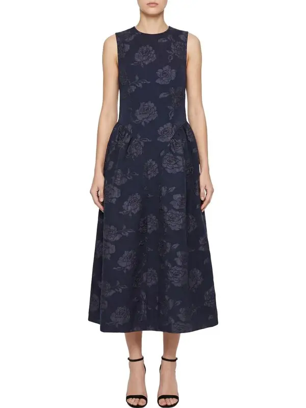 ROTATE BY BIRGER CHRISTENSEN Floral Print Midi Dress - Blue